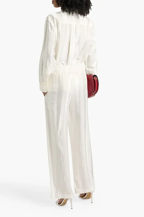 Victoria Beckham Striped Satin-jacquard Wide-leg Pants