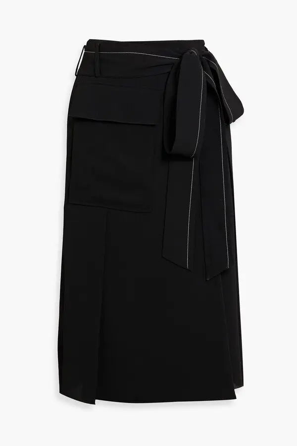 Victoria Beckham Crepe Midi Wrap Skirt - Black