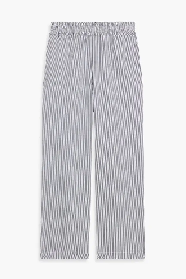 Victoria Beckham Striped Cotton Straight-leg Pants - Midnight Blue