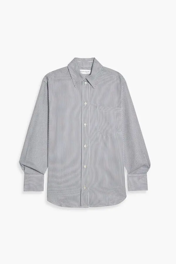 Victoria Beckham Striped Cotton-poplin Shirt - Midnight Blue