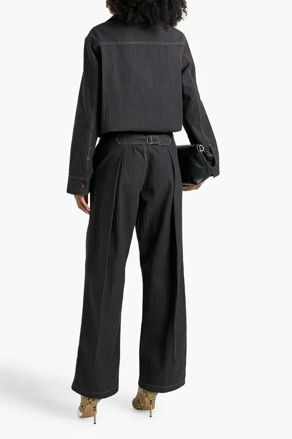 Victoria Beckham High-rise Wide-leg Herringbone Jeans