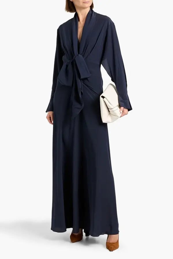 Victoria Beckham Bow-detailed Silk Gown