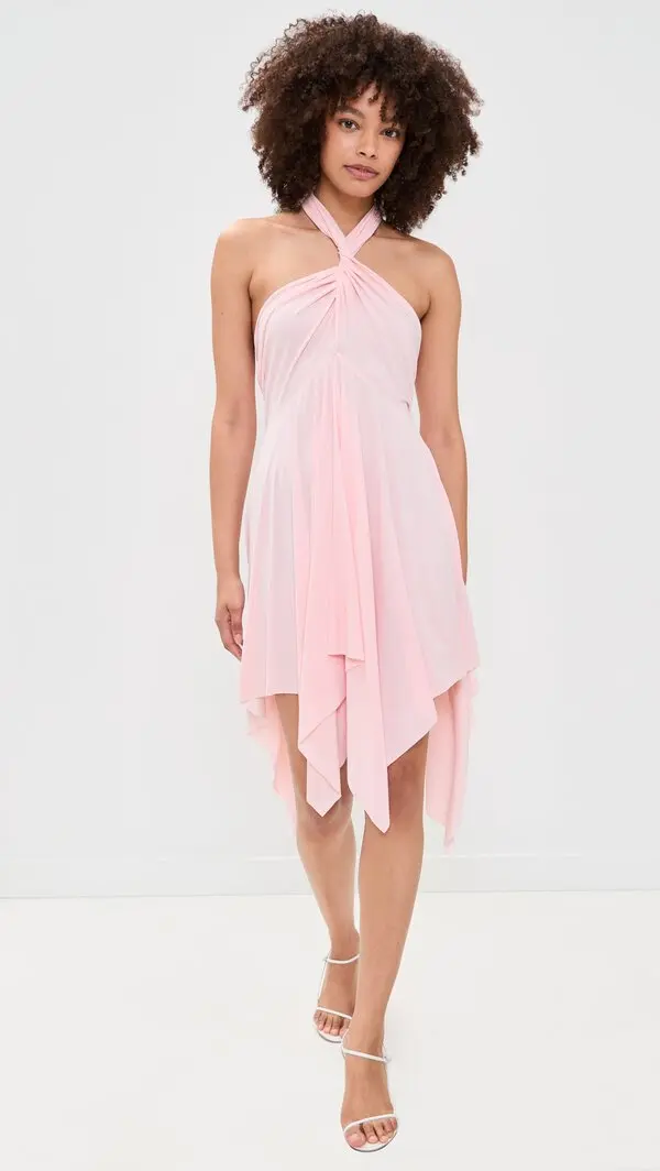 Norma Kamali Convertible Halter Neck Sleeveless Dress - Ballet Pink |  Editorialist