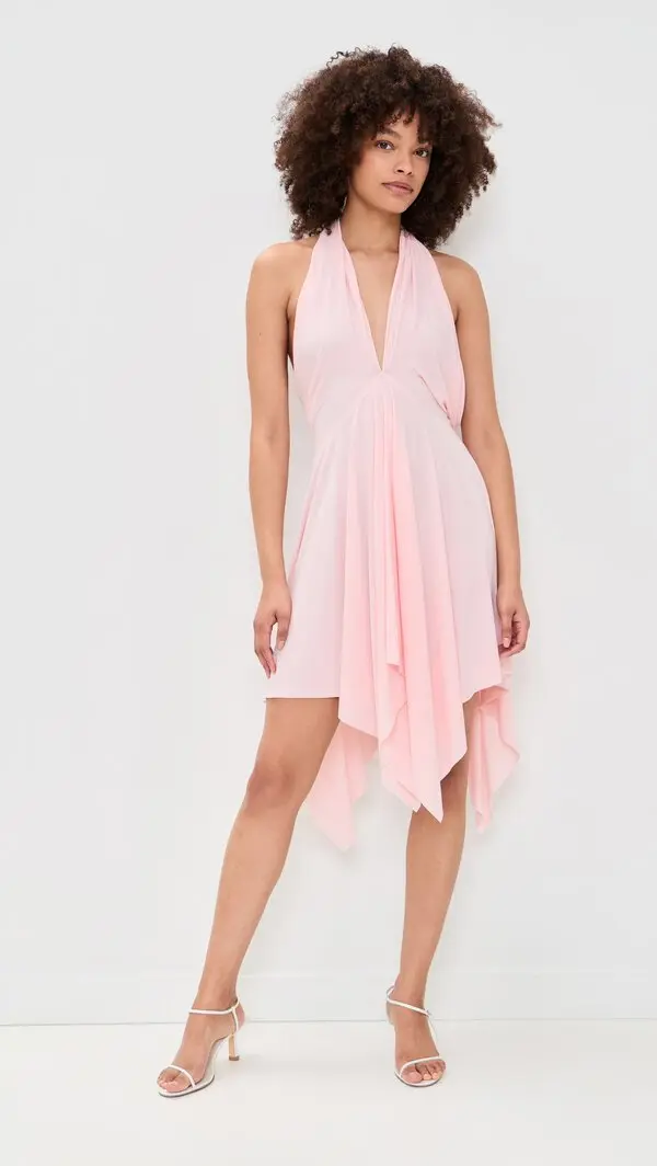 Norma Kamali Convertible Halter Neck Sleeveless Dress - Ballet Pink |  Editorialist