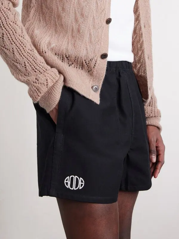 BODE Field Straight-leg Cotton-twill Shorts - Black