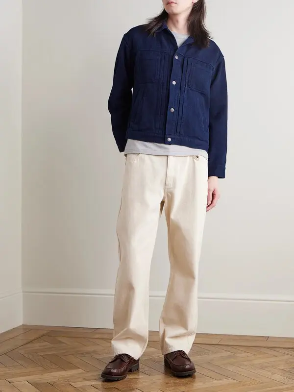 Blue Blue Japan Indigo-dyed Sashiko Cotton Trucker Jacket
