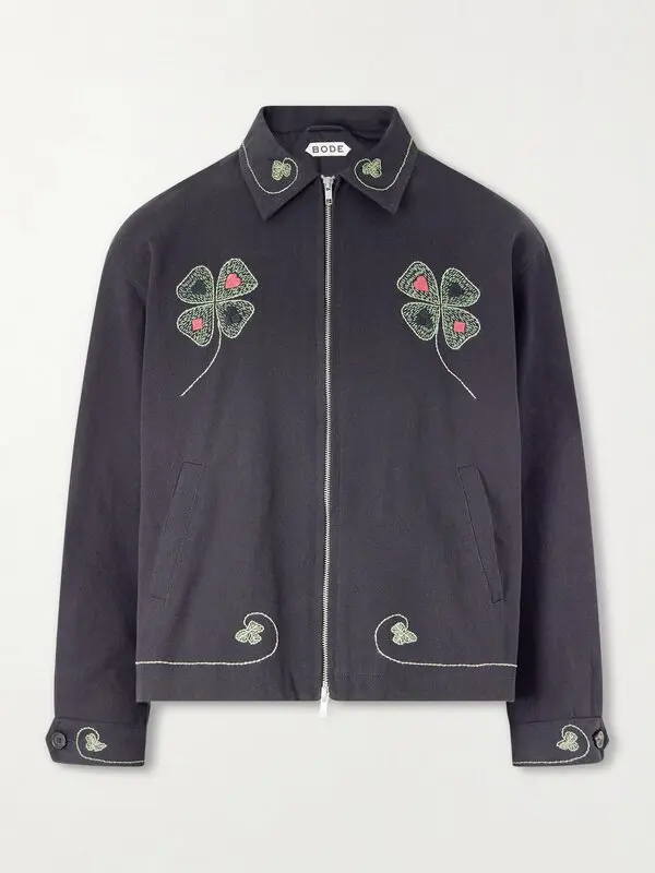 BODE Lucky Draw Embroidered Cotton-twill Blouson Jacket