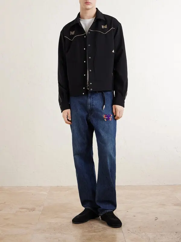 Needles Piping Cowboy Embroidered Jacket - Black