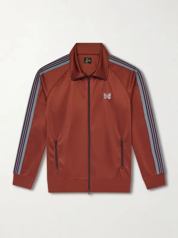 Needles Logo-embroidered Striped Jersey Track Jacket - Orange