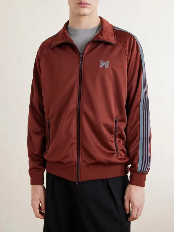 Needles Logo-embroidered Striped Jersey Track Jacket - Orange