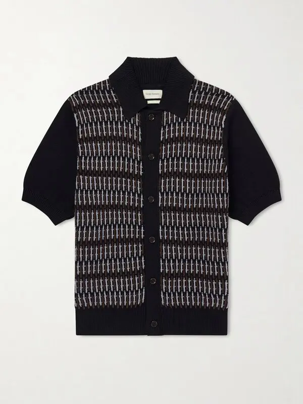 Oliver Peoples Rossell Knitted Organic Cotton Shirt - Blue