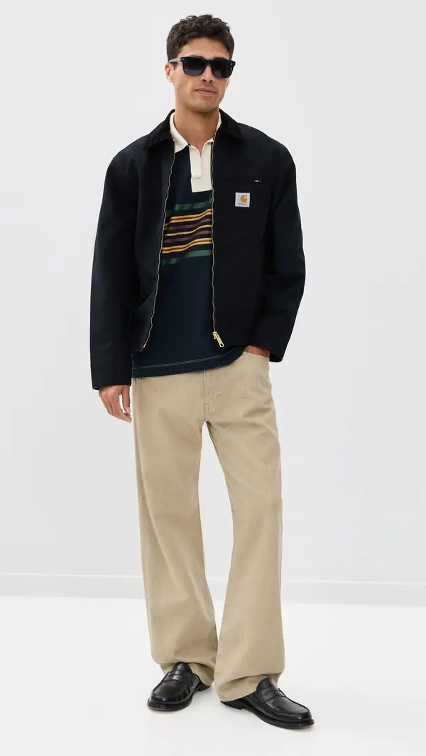 NICHOLAS DALEY Short Sleeve Striped Rugby Polo - Navy