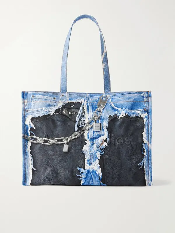Acne Studios Trompe L'oeil Organic Cotton Tote Bag - Blue