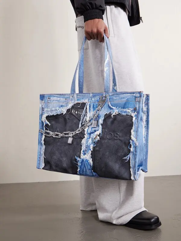 Acne Studios Trompe L'oeil Organic Cotton Tote Bag - Blue