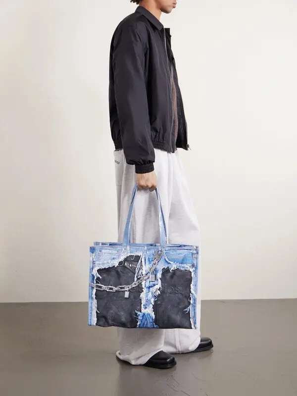 Acne Studios Trompe L'oeil Organic Cotton Tote Bag - Blue