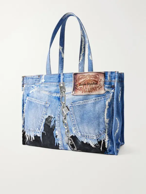 Acne Studios Trompe L'Oeil Organic Cotton Tote Bag - Blue - 40