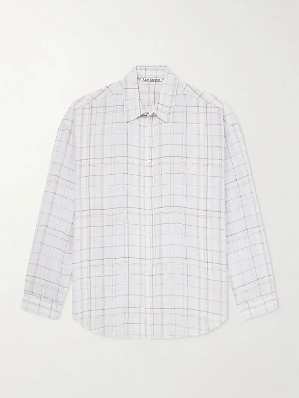 Acne Studios Embroidered Checked Jersey Shirt - Gray