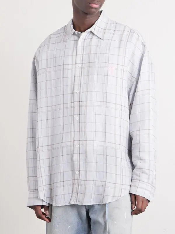 Acne Studios Embroidered Checked Jersey Shirt - Gray