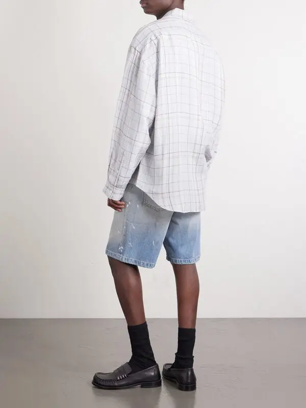 Acne Studios Embroidered Checked Jersey Shirt - Gray