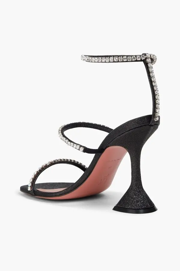 Amina Muaddi Gilda Crystal-embellished Glittered Sandals - Black