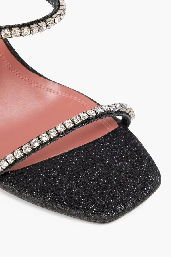 Amina Muaddi Gilda Crystal-embellished Glittered Sandals - Black