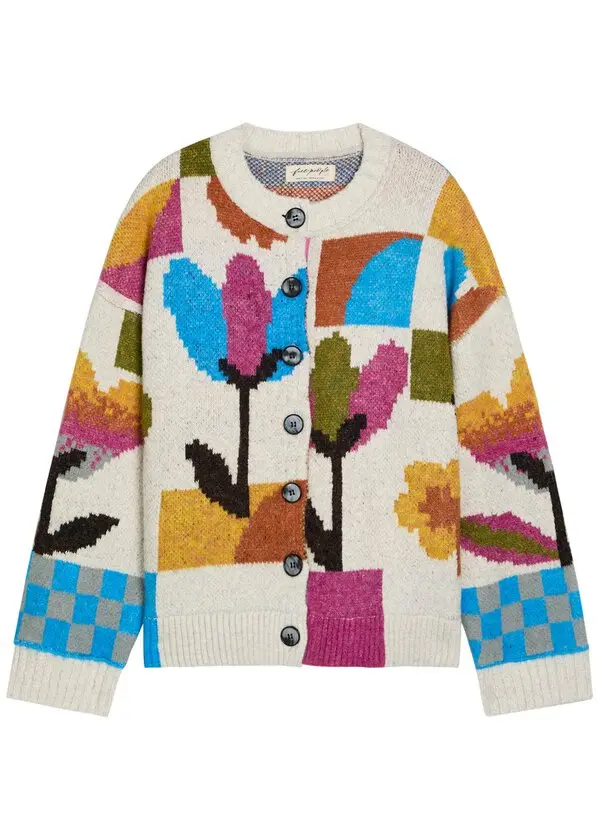 Free People Floral Intarsia Cotton-blend Cardigan - Multicoloured