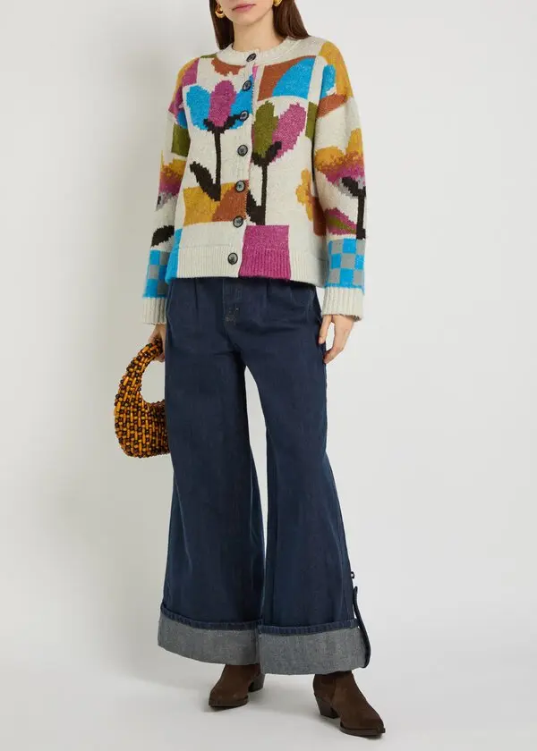 Free People Floral Intarsia Cotton-blend Cardigan - Multicoloured