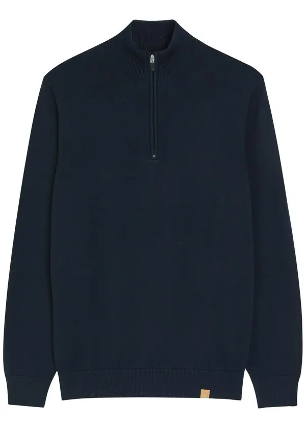 NOW YOU LIVE Woodhouse Half-zip Jumper - Navy