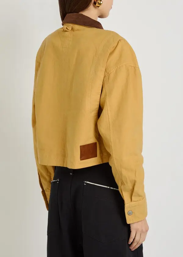 Free People Martha Cropped Cotton-twill Jacket - Yellow