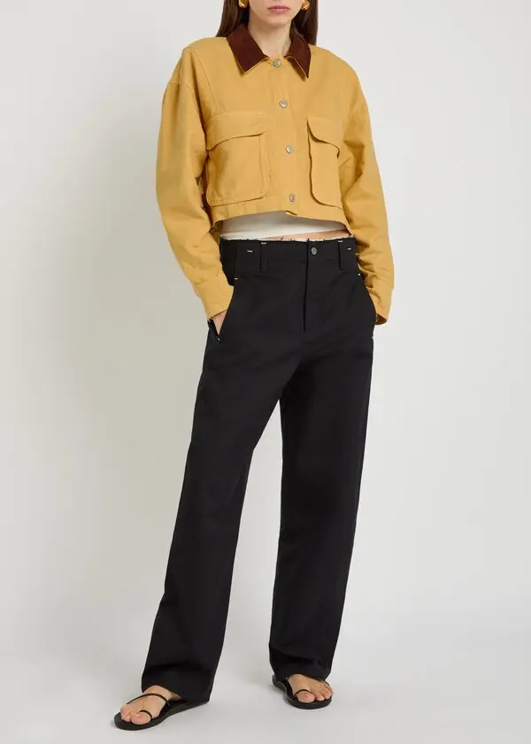 Free People Martha Cropped Cotton-twill Jacket - Yellow