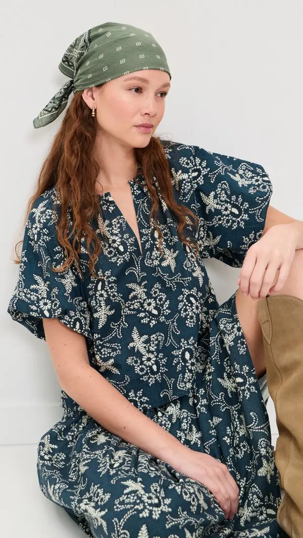Faherty Brand Star Geo Bandana Scarf - Four Leaf Clover