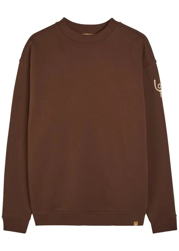 NOW YOU LIVE Logo-embroidered Cotton Sweatshirt - Brown