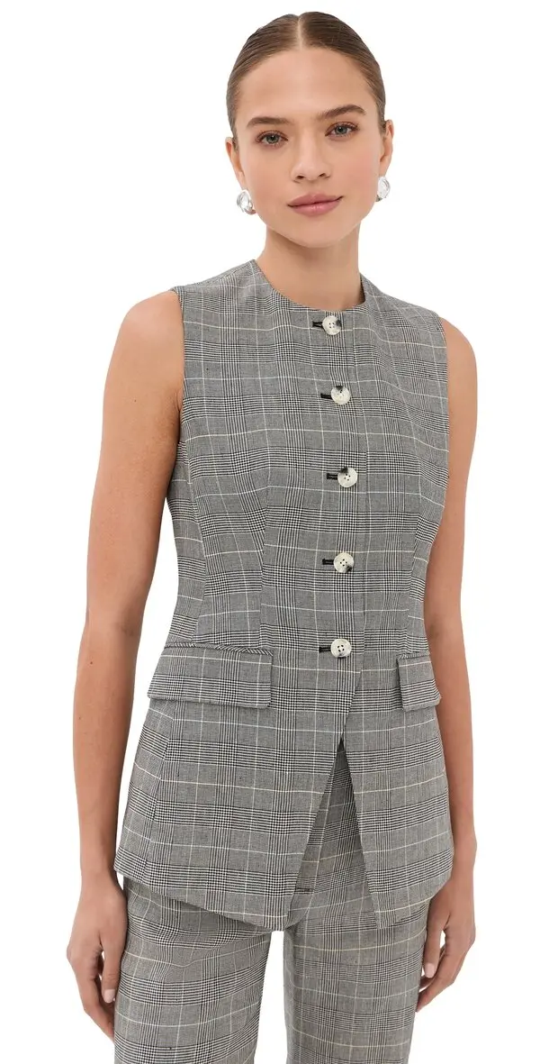 Veronica Beard Lois Plaid Vest - Black Multi
