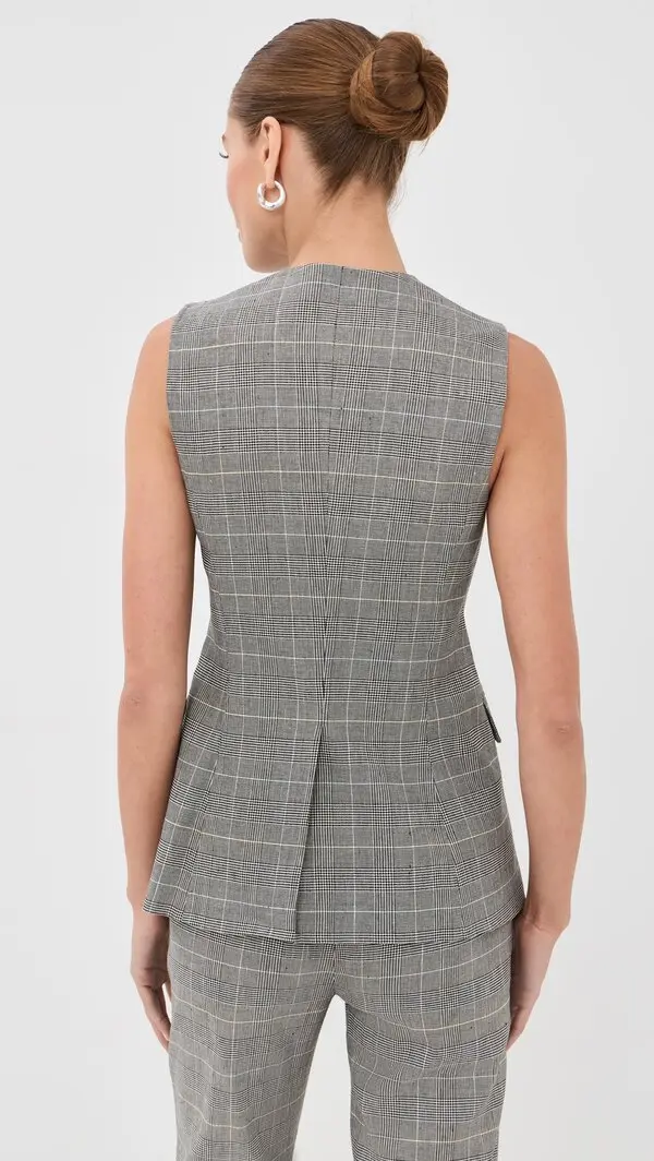 Veronica Beard Lois Plaid Vest - Black Multi