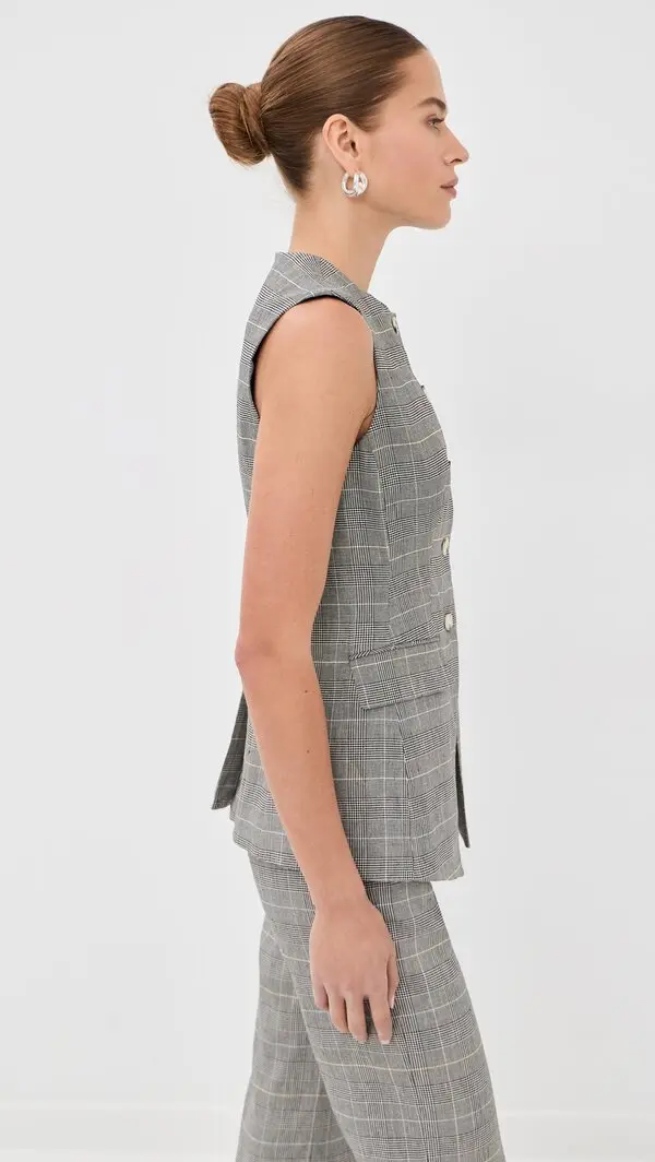 Veronica Beard Lois Plaid Vest - Black Multi