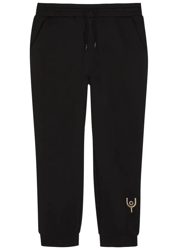 NOW YOU LIVE Magna Logo-embroidered Cotton-blend Sweatpants - Black
