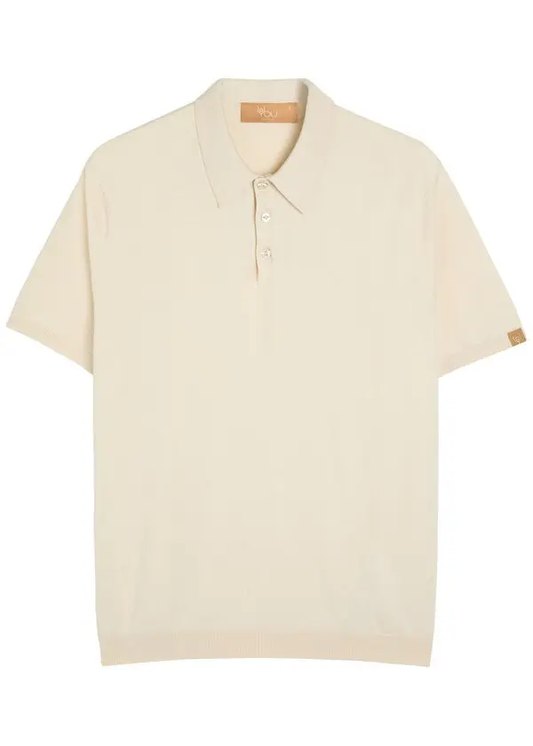 NOW YOU LIVE Pickwell Fine-knit Cotton Polo Shirt - Ecru