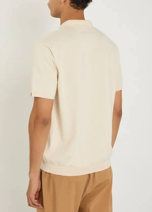 NOW YOU LIVE Pickwell Fine-knit Cotton Polo Shirt - Ecru