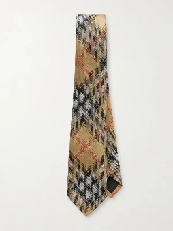 Burberry Checked Silk-jacquard Neck Tie - Neutrals