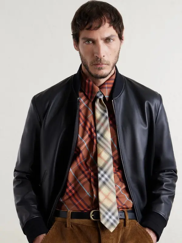 Burberry Checked Silk-jacquard Neck Tie - Neutrals