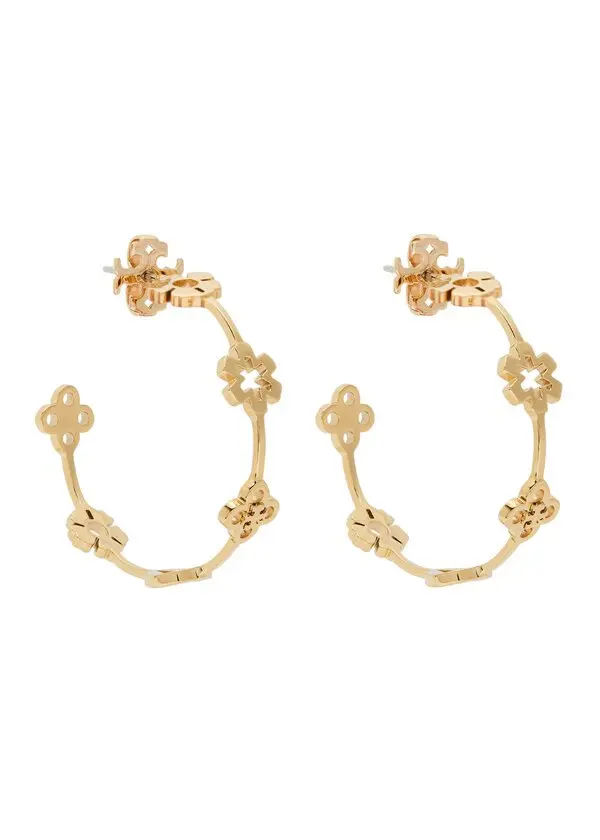 Tory Burch Forget Me Not Hoop Earrings - Gold