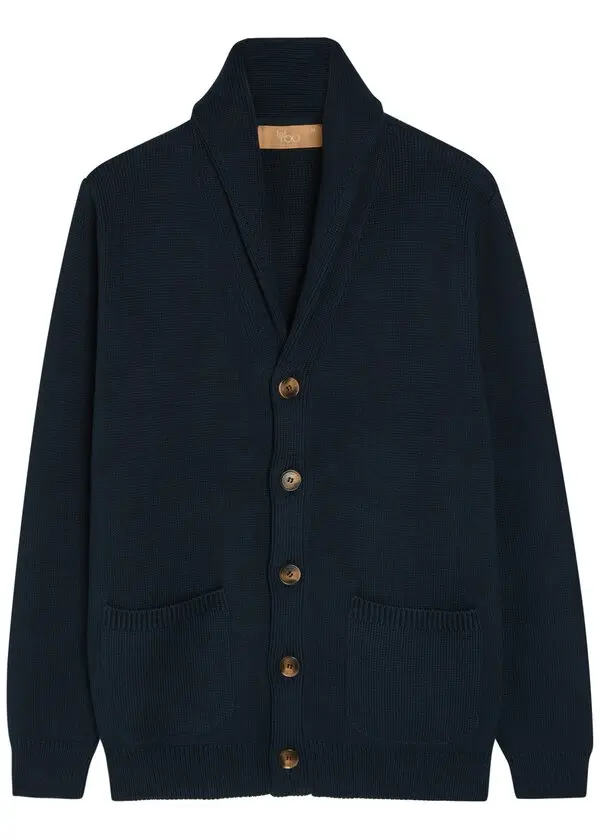 NOW YOU LIVE Carlton Cotton Cardigan - Navy