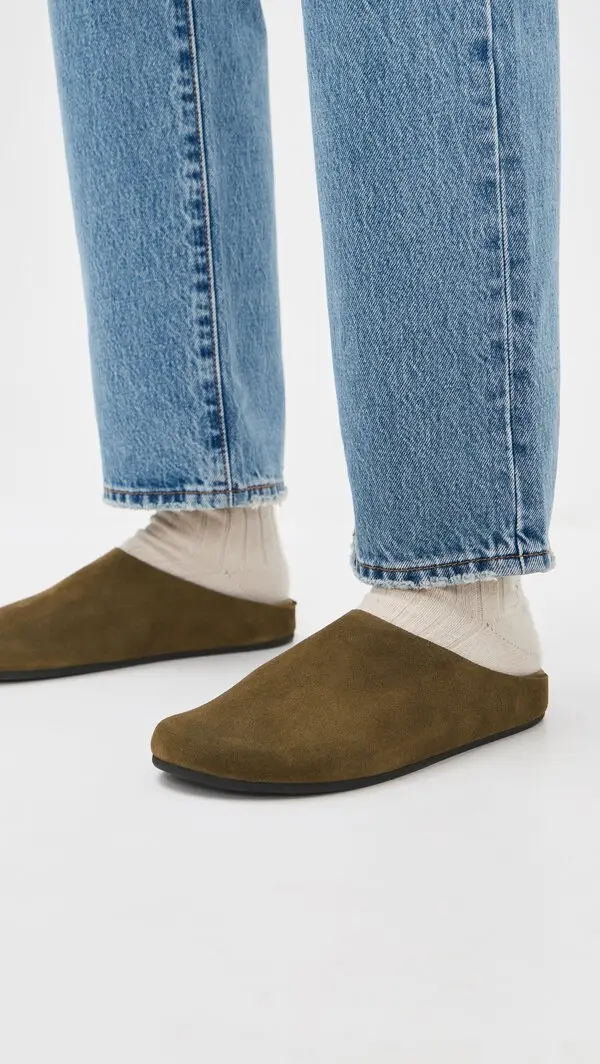 Jeffrey Campbell Content Mules - Olive Suede