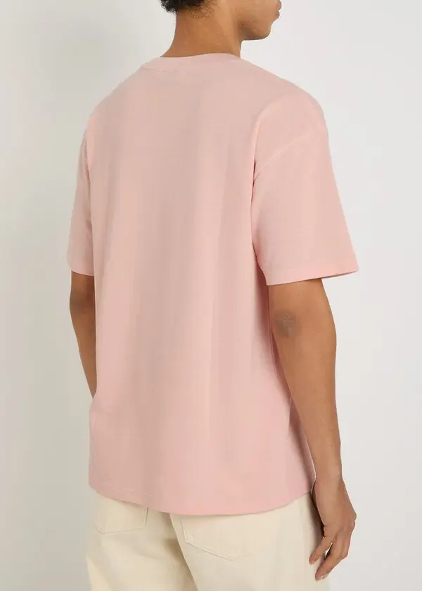 Saint Laurent Logo-embroidered Piqué Cotton-blend T-shirt - Pink