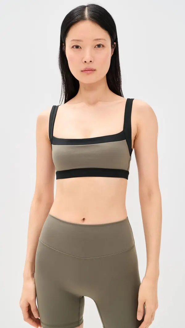 FORM Square Neck Sports Bra - Walnut/black