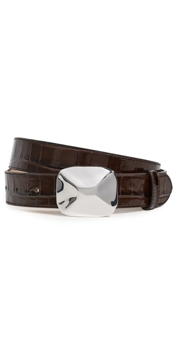 B-low The Belt Leather Belt With Silver-tone Buckle - Chocolate Silver