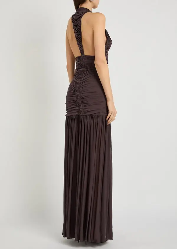 Christopher Esber Ruched Jersey Maxi Dress - Dark Red