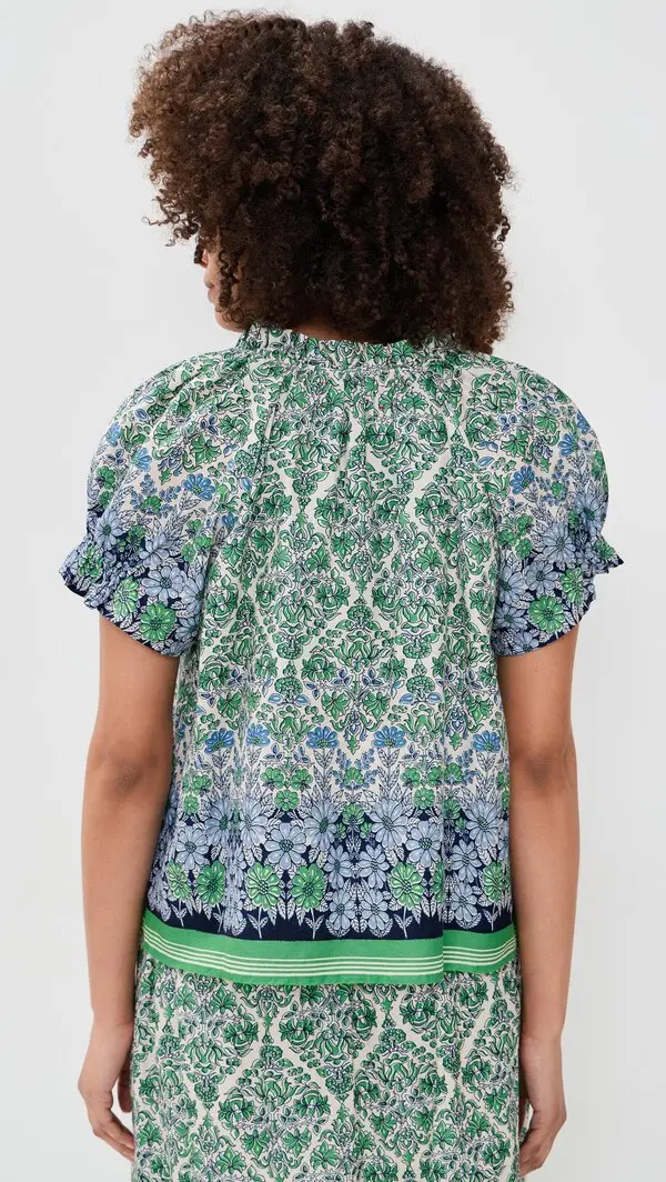 Xirena Aivy Floral Print Short Sleeve Blouse