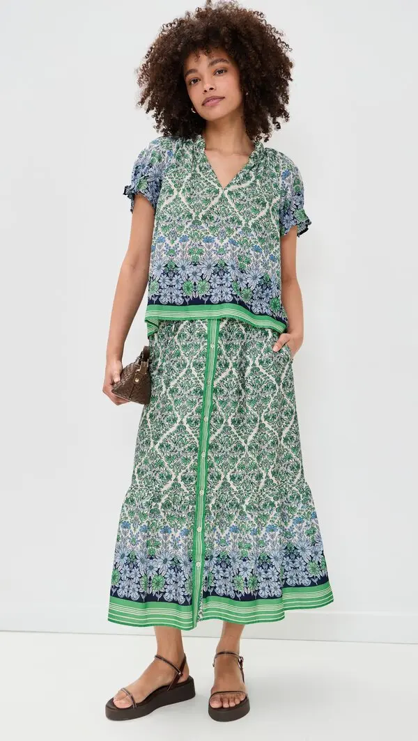 Xirena Aivy Floral Print Short Sleeve Blouse