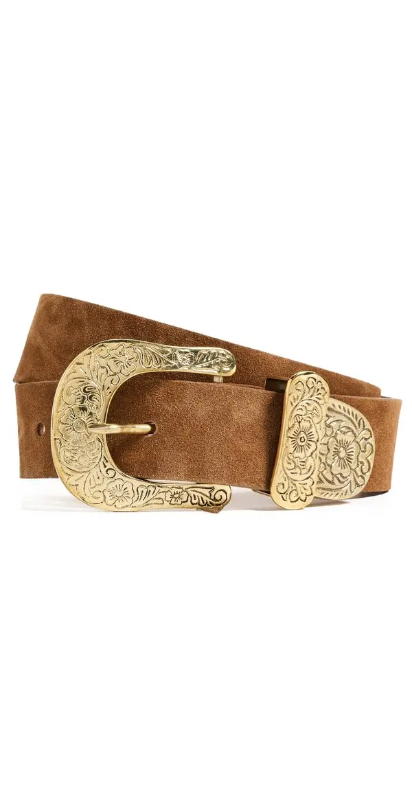 L'Agence Otera Wide Suede Belt - Cognac Suede